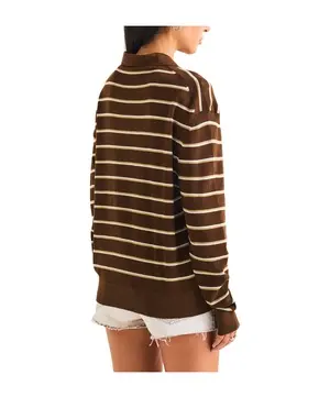 Miu Miu Striped Long Sleeve Polo Shirt