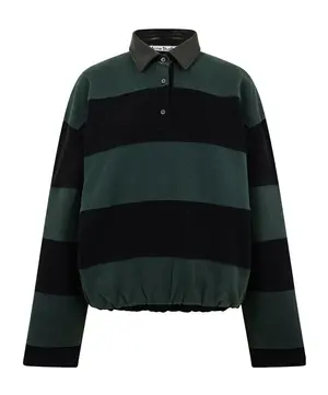 Acne Studios Striped Long Sleeve Polo Shirt - Black