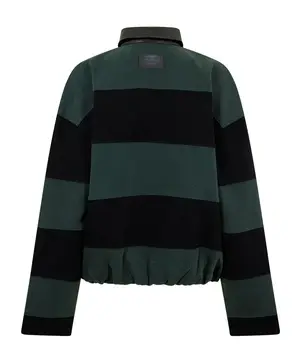 Acne Studios Striped Long Sleeve Polo Shirt - Black