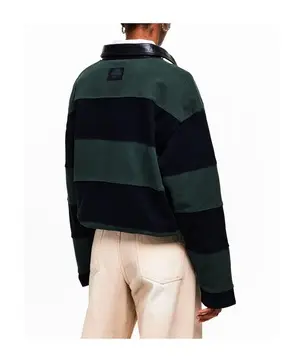 Acne Studios Striped Long Sleeve Polo Shirt - Black