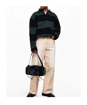 Acne Studios Striped Long Sleeve Polo Shirt - Black