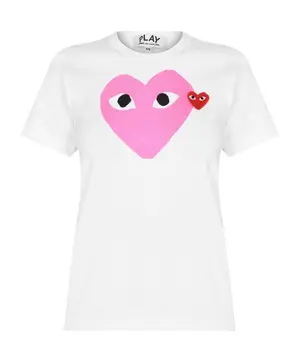 Play Comme Des Garcon Heart Print T-shirt - White