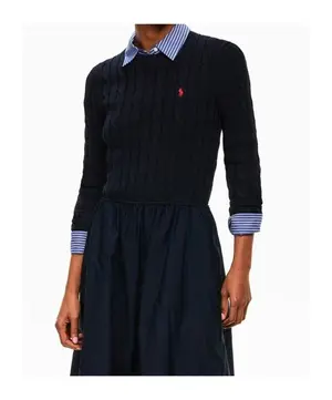 Polo Ralph Lauren Embroidered Knit Midi Dress - Black