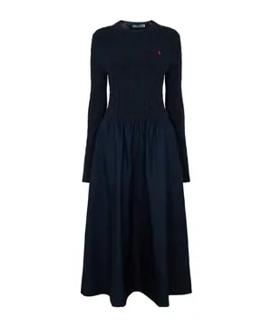 Polo Ralph Lauren Embroidered Knit Midi Dress - Black