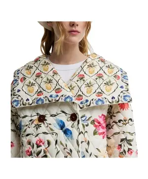 Barbour Quilted Jacket With Floral And Pineapple Print