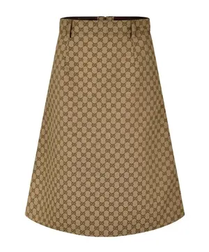 Gucci Monogram Midi Skirt - Brown