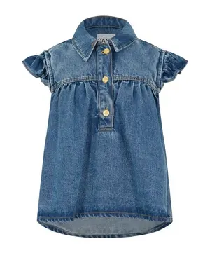 GANNI Denim Short Sleeve Blouse