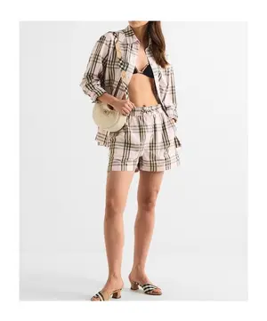 Burberry Plaid Sports Shorts With Drawstring