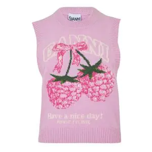 GANNI Knitted Sweater Vest - Pink