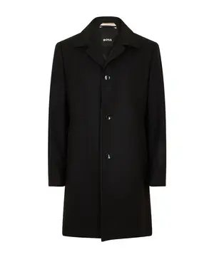 Hugo Boss Solid Color Loose Coat - Black