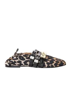GANNI Printed Ballet Shoes - Black