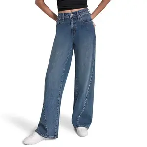 Dkny High-waisted Wide-leg Jeans With Rivet Detailing - Blue