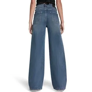 Dkny High-waisted Wide-leg Jeans With Rivet Detailing