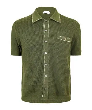 Versace Knitted Short Sleeve Polo Shirt