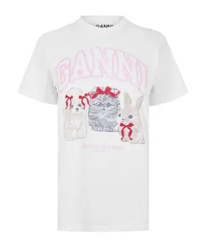 GANNI Graphic Print Crewneck T-shirt