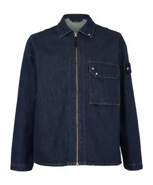Stone Island Zip-up Jacket With Logo Patch