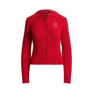Ralph Lauren Cable Knit Cardigan With Logo Embroidery - Red