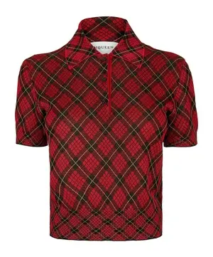 Alexander McQueen Checkered Knit Polo Shirt