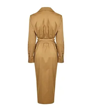 Max Mara Long Sleeve Belted Shirt Dress - Nude