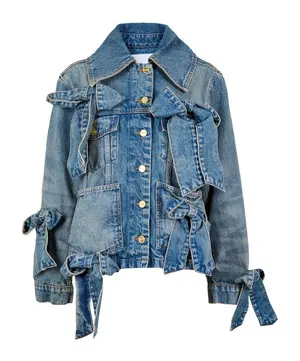GANNI Denim Jacket With Decorative Bows