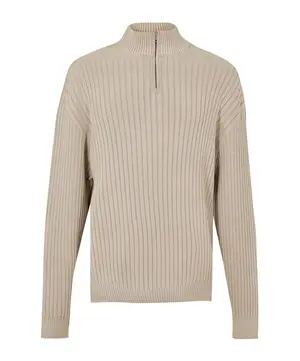 Balenciaga Quarter-zip Knit Top With Logo - Nude