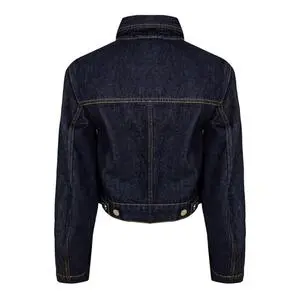 GANNI Cropped Denim Jacket With Classic Collar