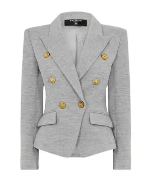 Balmain Notched Lapel Double-breasted Jacket - Gray