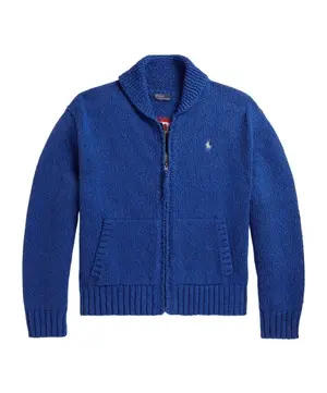 Polo Ralph Lauren Shawl Collar Zip-up Cardigan With Graphic Back Detail