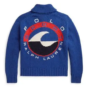 Polo Ralph Lauren Shawl Collar Zip-up Cardigan With Graphic Back Detail