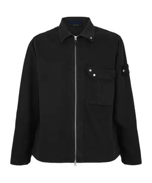 Stone Island Zip-up Denim Jacket With Logo Patch