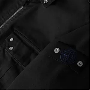 Stone Island Zip-up Denim Jacket With Logo Patch