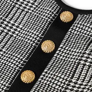 Balmain Sleeveless Houndstooth Jumpsuit With Goldtone Buttons