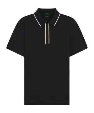 Hugo Boss Short-sleeved Zip-up Polo Shirt - Black