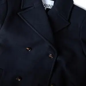 GANNI Wool Double-breasted Peacoat