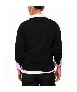 GANNI Crew Neck Long Sleeve Jumper With Graphic Detail - Black