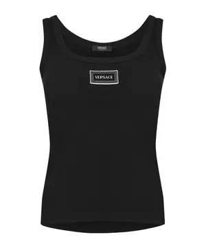 Versace Sleeveless Ribbed Tank Vest - Black