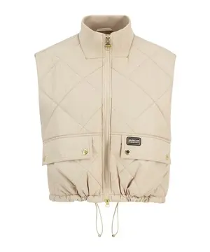 Barbour Cropped Quilted Gilet With Zip-up Front - Nude