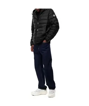 Moncler Quilted Hooded Down Jacket With Striped Trim