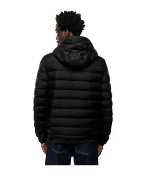 Moncler Quilted Hooded Down Jacket With Striped Trim