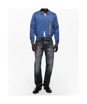 Versace Zip-up Knitted Top With Greca Motif