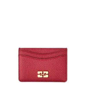 GANNI Logo Detail Card Holder - Red