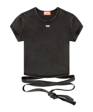 DIESEL® Solid Color Short Sleeve Top - Black