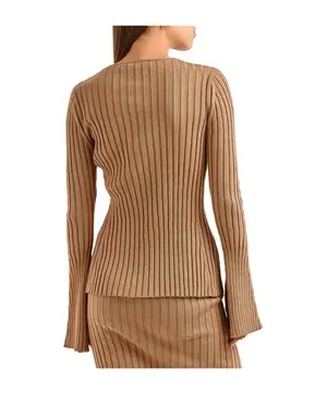 Stella McCartney Ribbed Knit Cardigan With Turquoise Button Detail - Brown