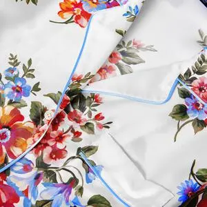 Dolce & Gabbana Floral Print Short-sleeve Shirt With Notched Collar And Tie Waist