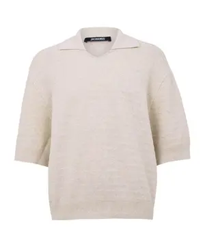 Jacquemus Short-sleeved Knit Polo Shirt - White
