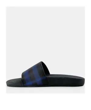 Burberry Checked Slide Sandals - Black