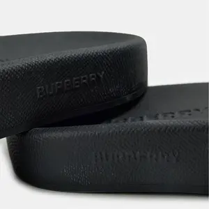 Burberry Checked Slide Sandals - Black