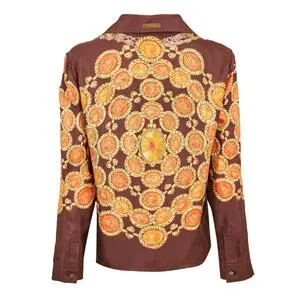 Versace Long Sleeve Printed Silk Shirt - Red