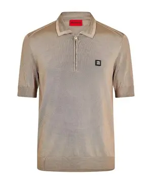 Hugo Boss Short-sleeved Zip-up Polo Shirt - Nude