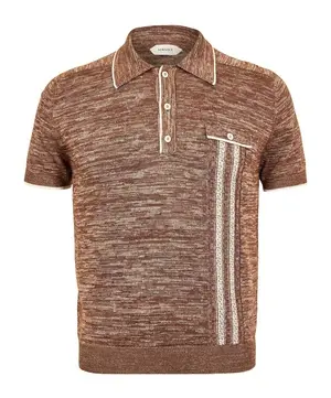 Versace Knitted Short Sleeve Polo Shirt - Brown